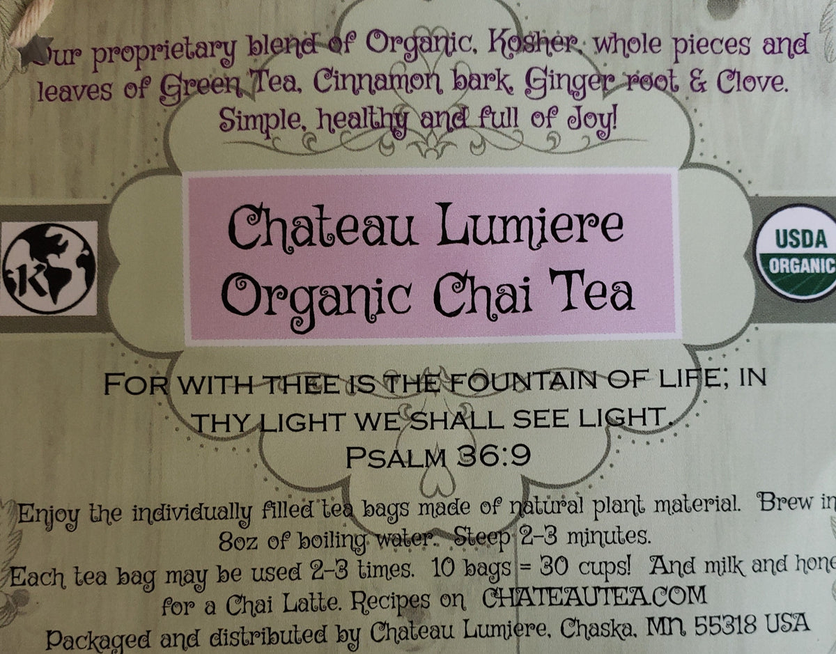 BeauTEAful- Large Green Chai Tea- Organic & Kosher – Chateau Tea
